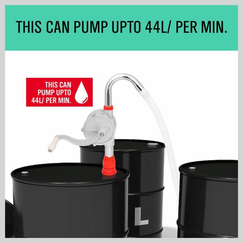 Rotary Drum Pump Aluminium Hand Pump Fuel Oil Petrol 44 Gallon ...