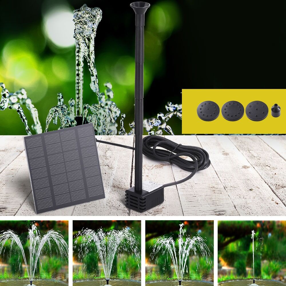 New Submersible Solar Powered Water Pond Pump Kit Garden Pool Fountain ...